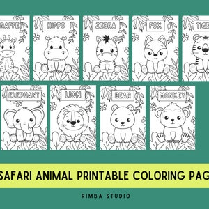 Safari Animal Coloring Pages for Kids, Printable Coloring Worksheet for ...
