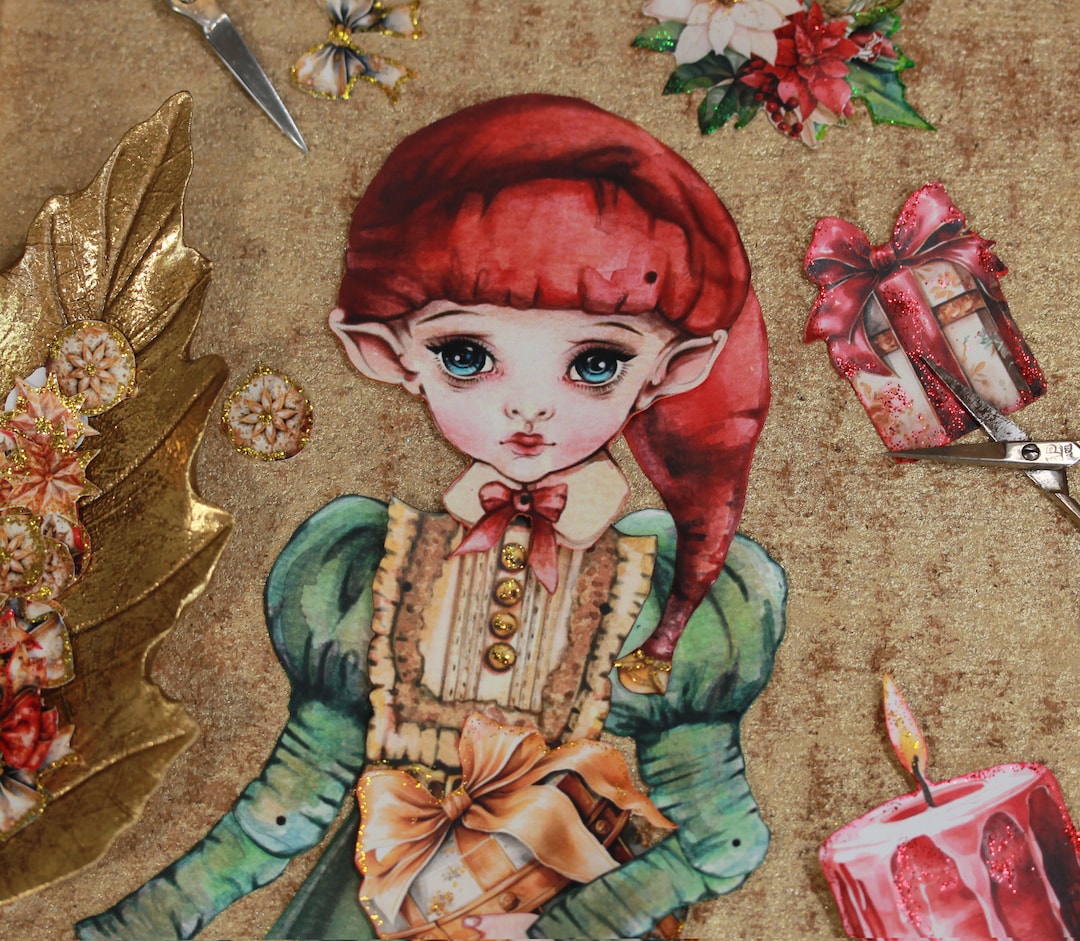 Christmas Elf Paper Doll With Diorama - Etsy