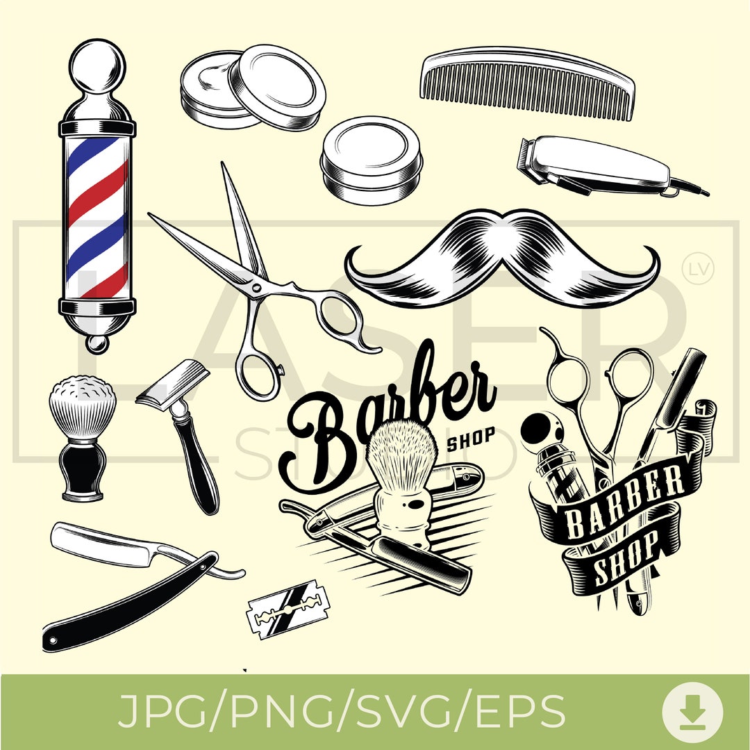 Bundle of Barber Accessories, Barber Shop Project, Digital Download ...