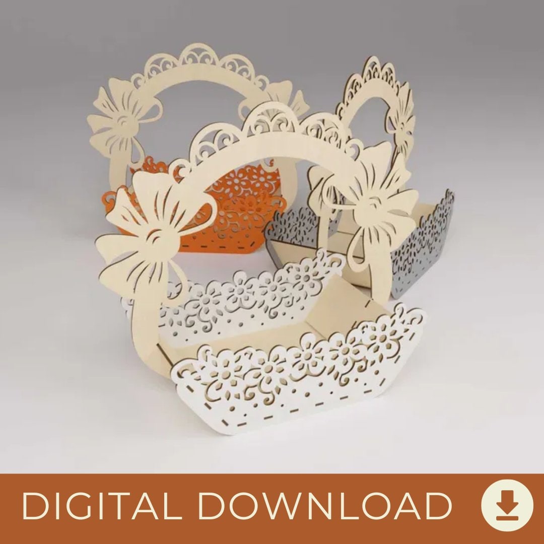 Laser Cut Easter Basket for Eggs Digital File, CNC Files, Engraving SVG ...