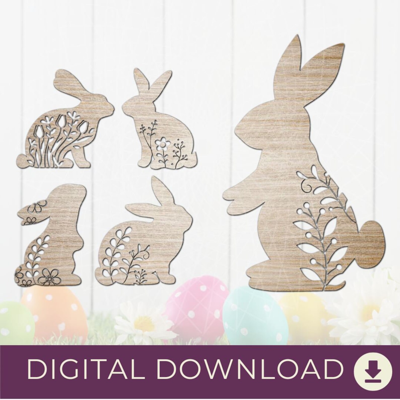 Laser Cut Easter Bunny Digital File, CNC Files, Engraving SVG Design ...