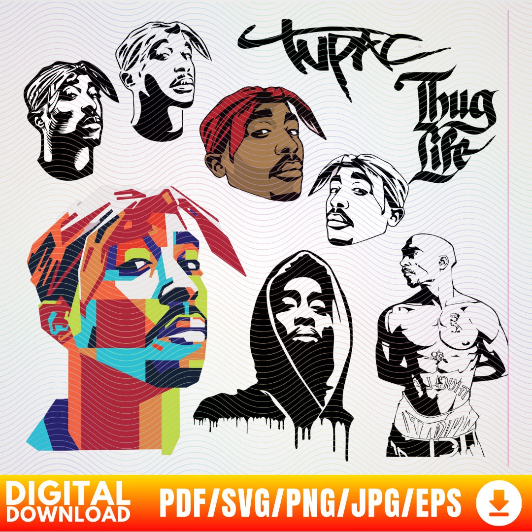 Tupac Digital File, Thug Life Design, 2pac Black and White, Silhouette ...