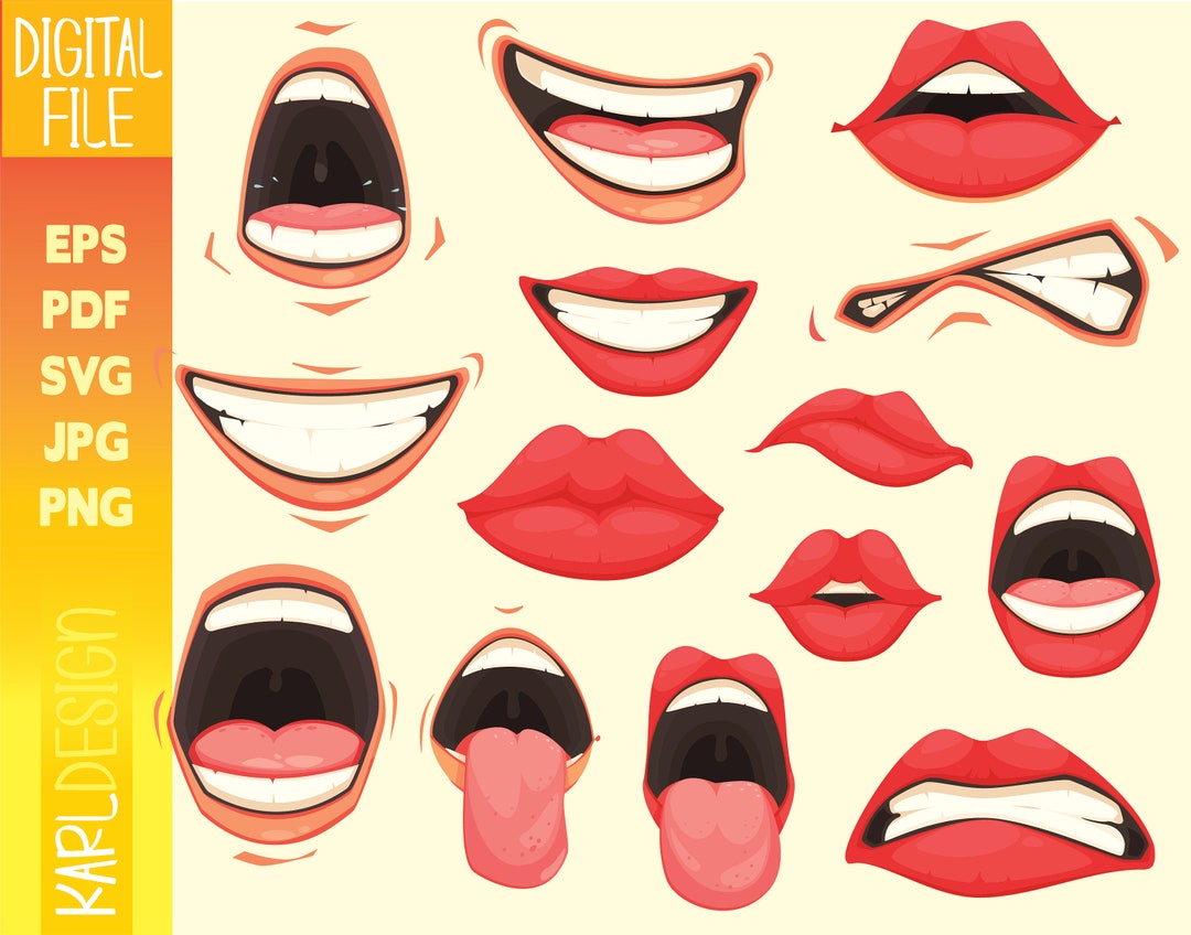 Bundle of Mouth Svg, Lips Digital File, Toungu Funny Tshirt, DIY ...