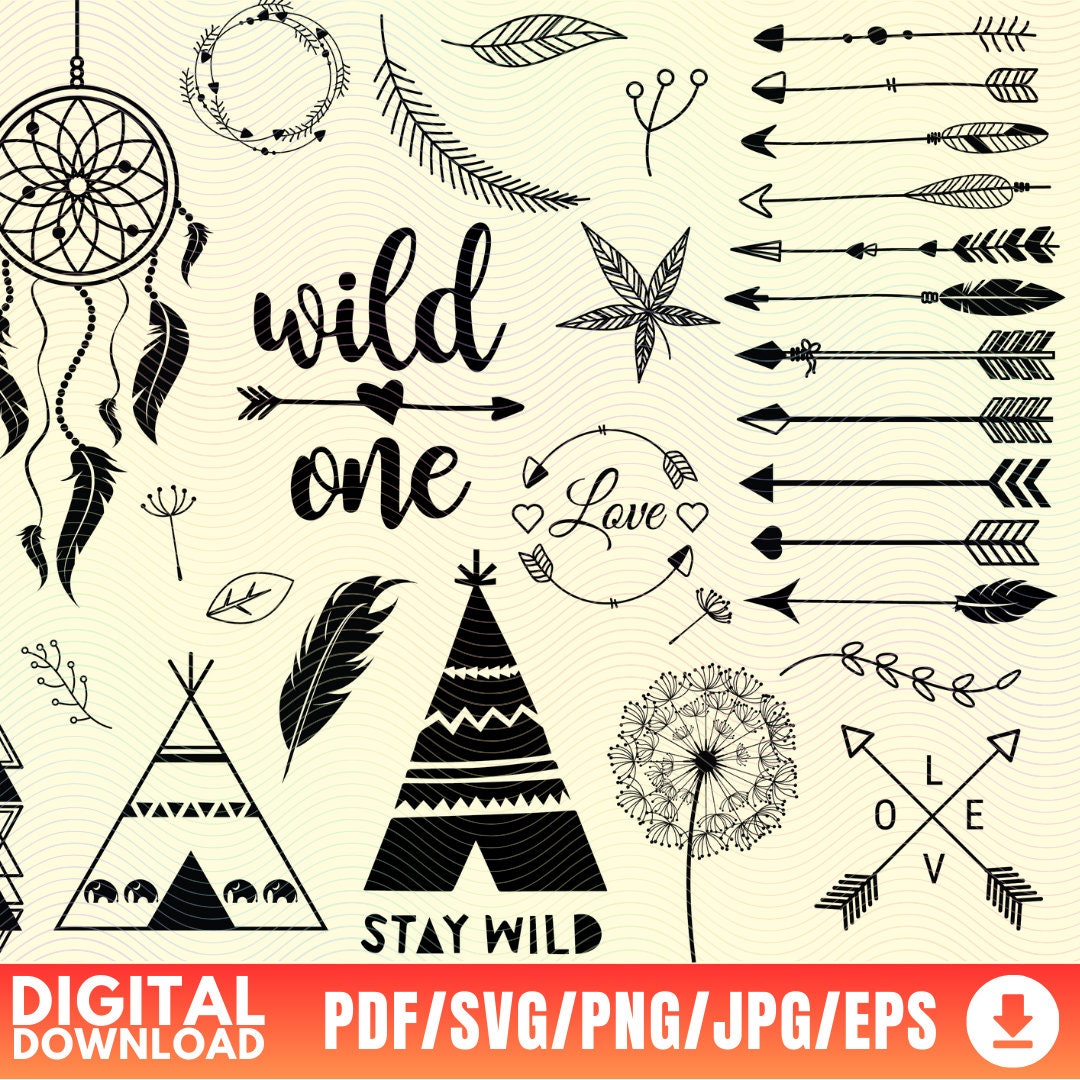 Wildlife Svg Digital File, Wild One, Arrows, Indian Signs, Stay Wild ...