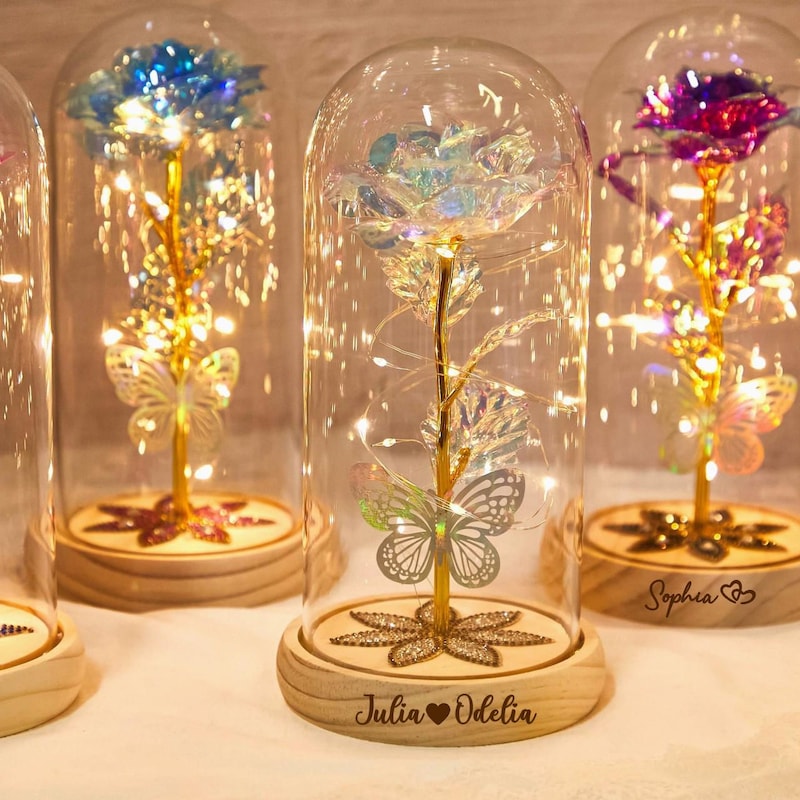 Rose in Glass Dome - Etsy