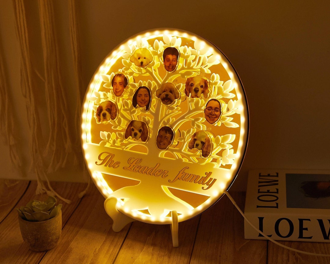 Personalized Family Tree Night Light,custom Acrylic LED Lamp,desk Lamp ...