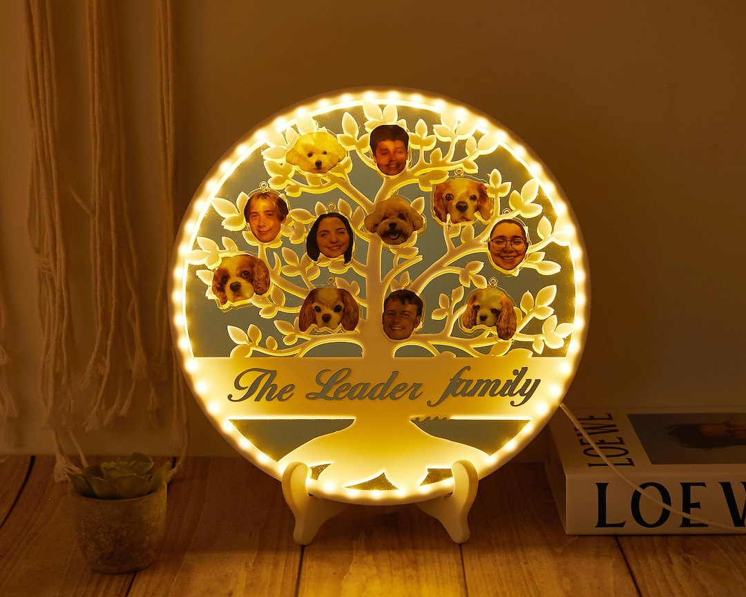 Custom Family Tree Night Light,personalized Acrylic LED Lamp,desk Lamp ...