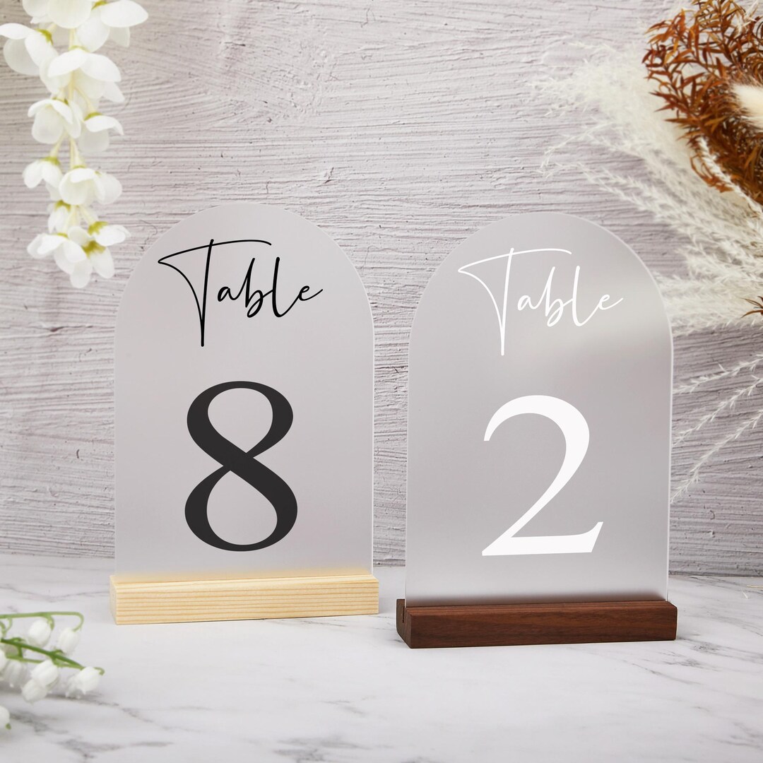 Arch Wedding Table Number Sign, Frosted Acrylic Table Numbers, Wedding ...
