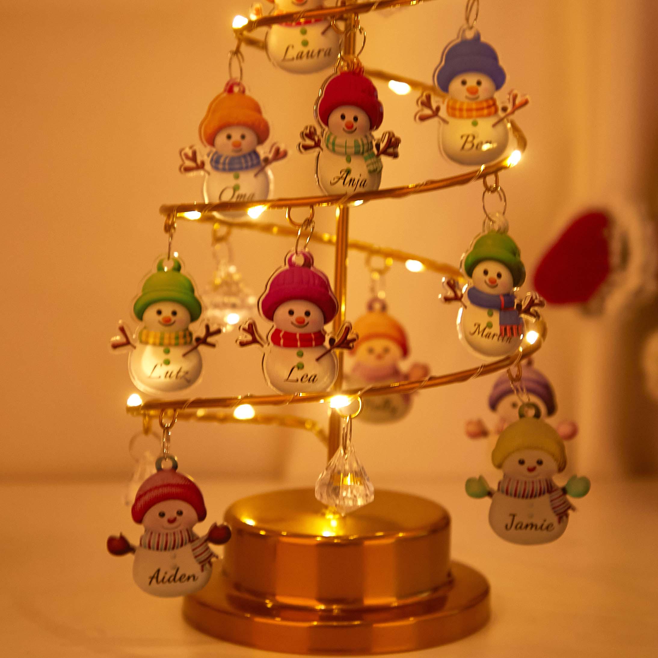 Personalized Christmas Family LED Tree Lights,custom Snowman Names ...