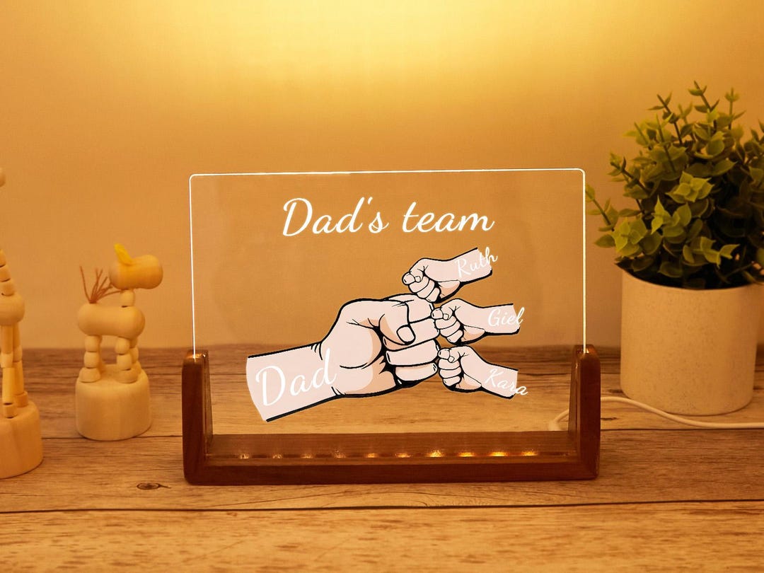 Customized Dad Fist Bump LED Night Light, Personalized Acrylic LED ...