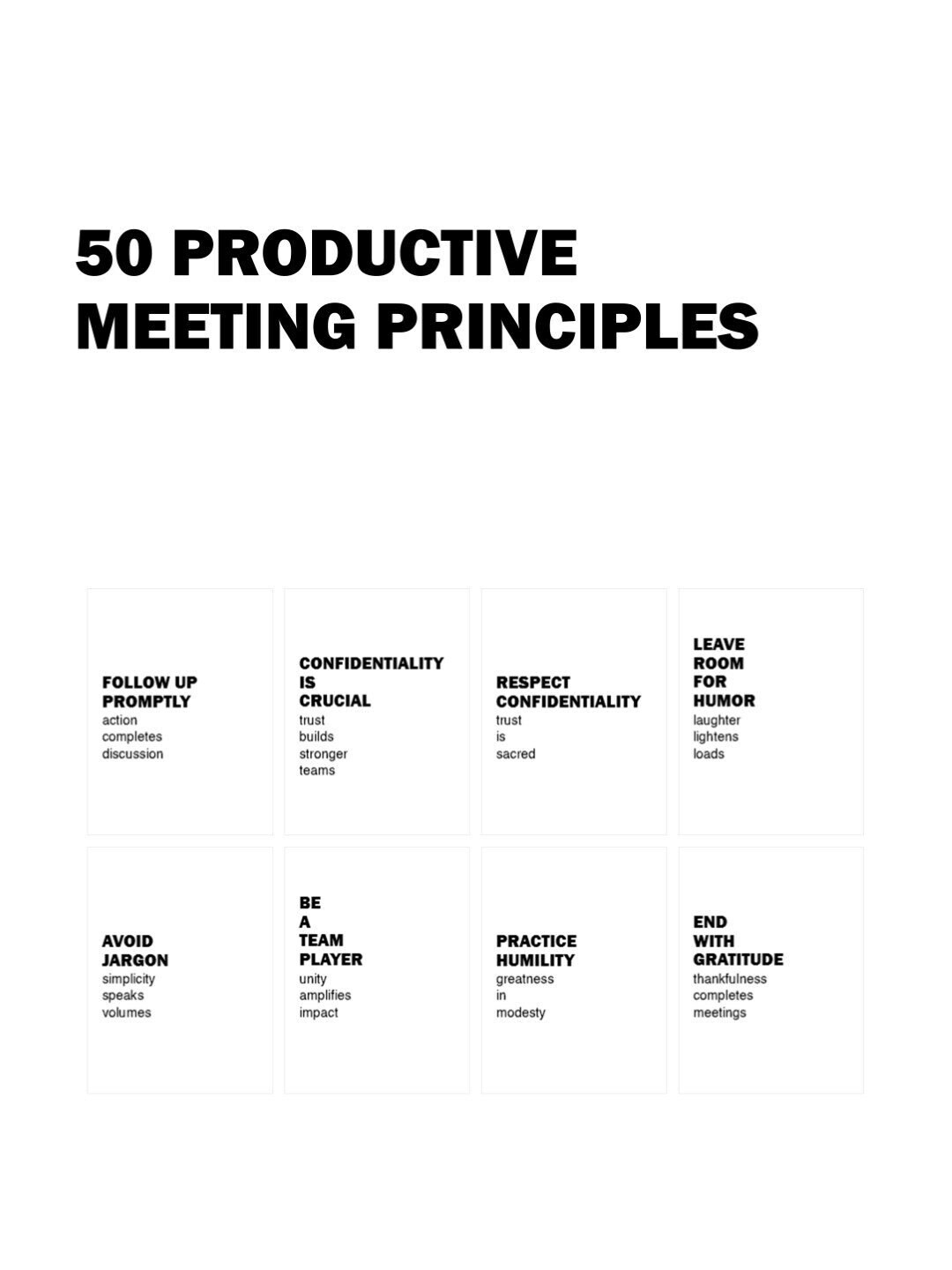 50 Productive Meeting Principles Wall Art - A3 Printable Poster for ...