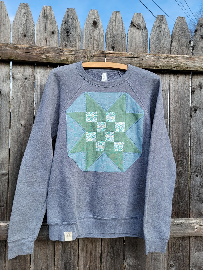 Grey Checkerboard Star Quilt Block Sweatshirt - Etsy