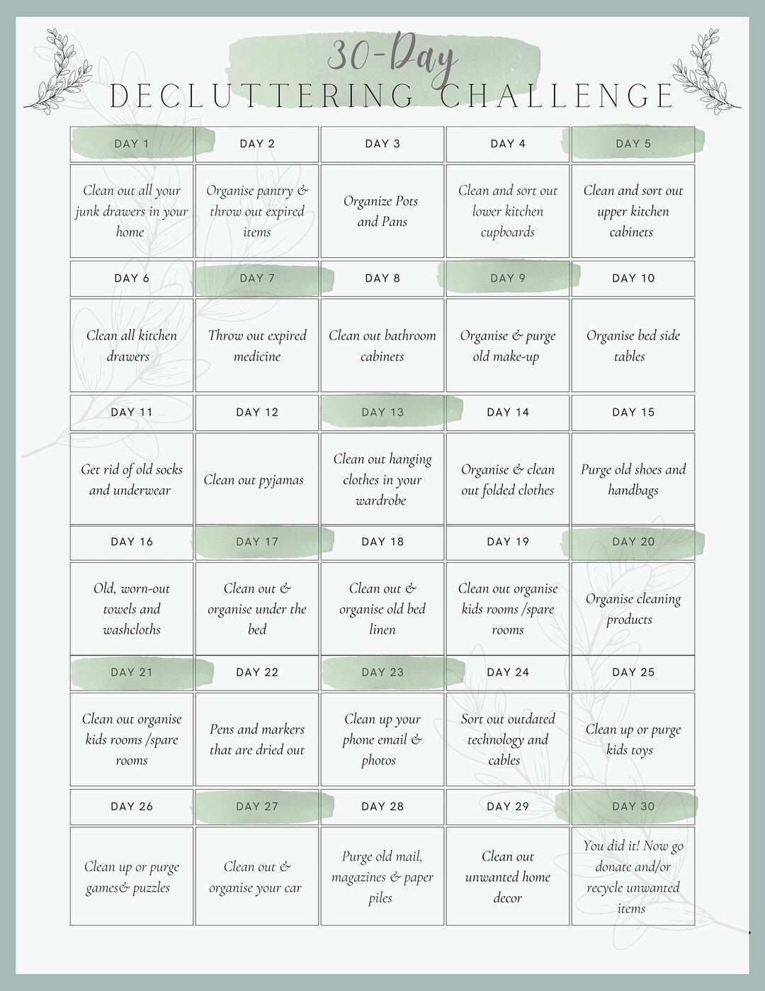 30 Day Decluttering Challenge - Etsy UK