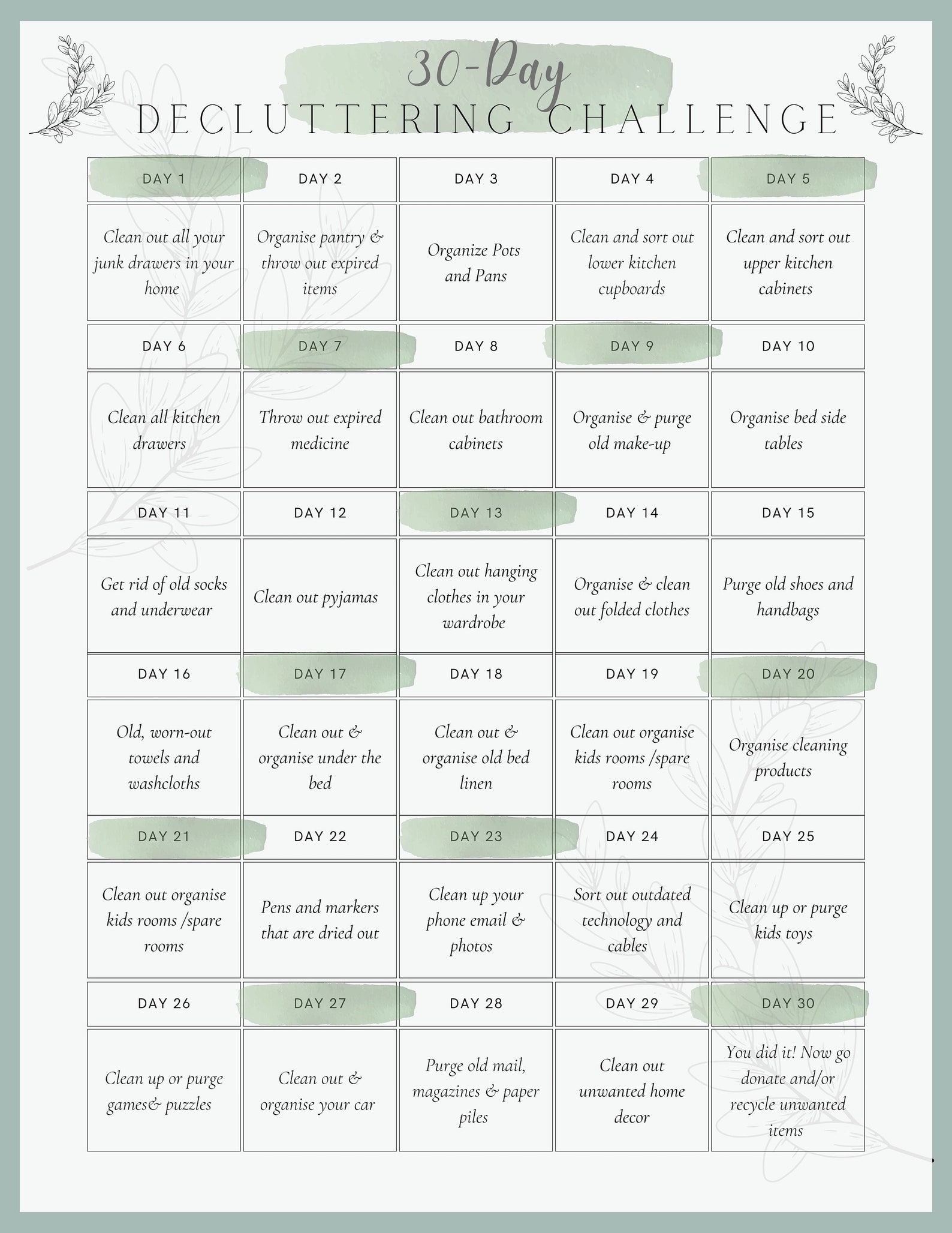 30 Day Decluttering Challenge - Etsy UK