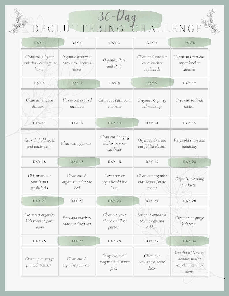 30 Day Decluttering Challenge - Etsy UK