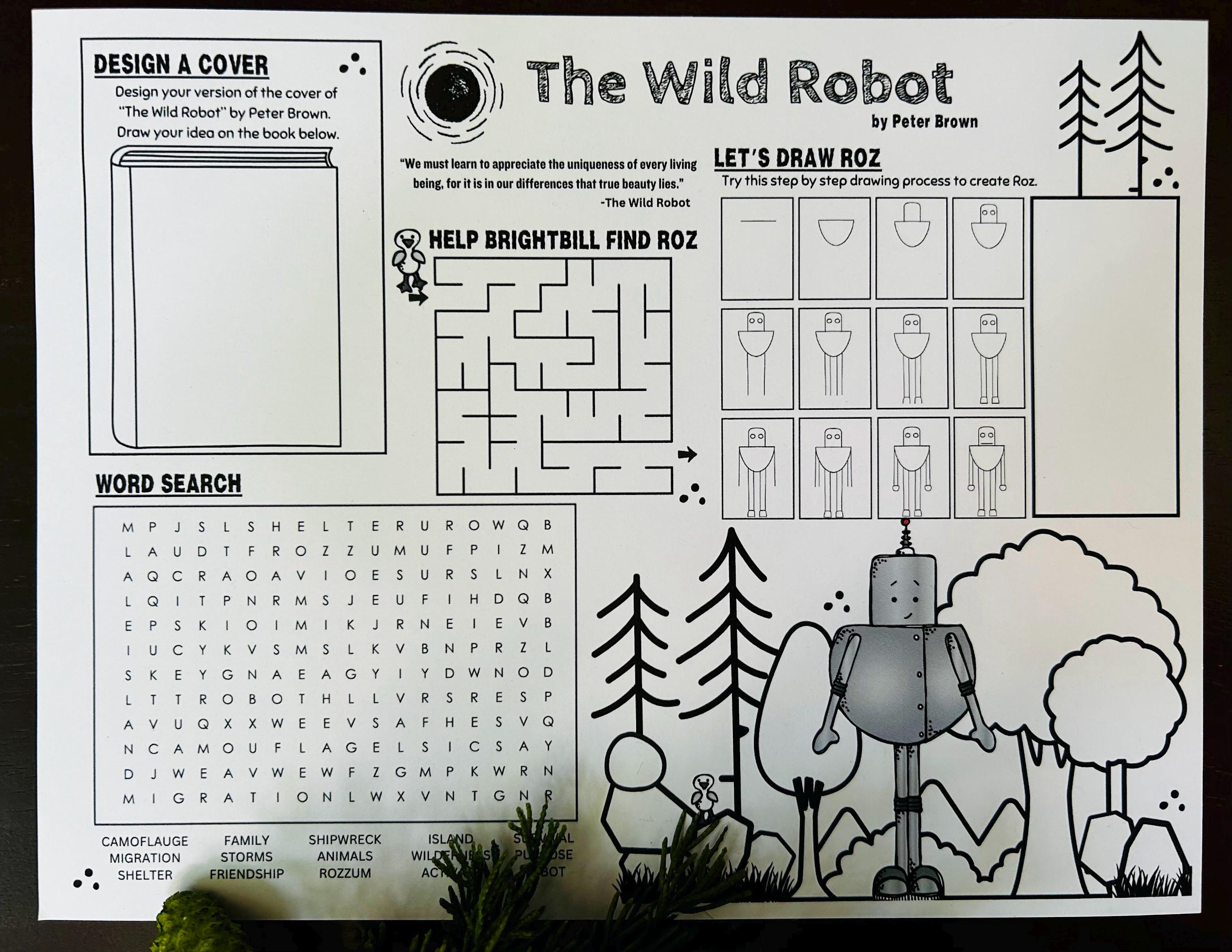 The Wild Robot Activity Sheet - Etsy
