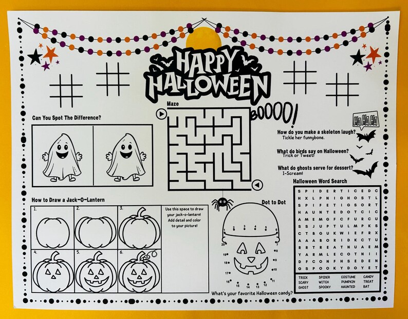 Halloween Activity Sheet - Etsy