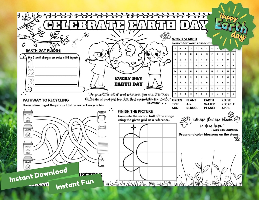 Earth Day Activity Sheet | Printable | Instant Download - Etsy
