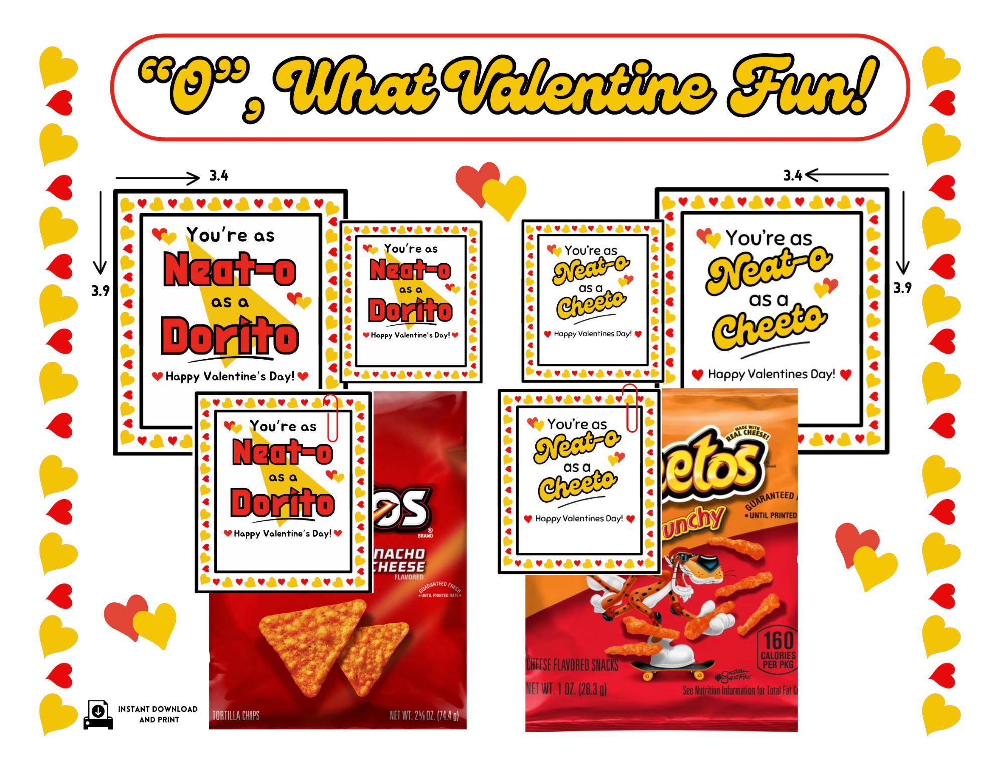 Cheeto and Doritos Valentine | Instant Download | Kids Valentine ...