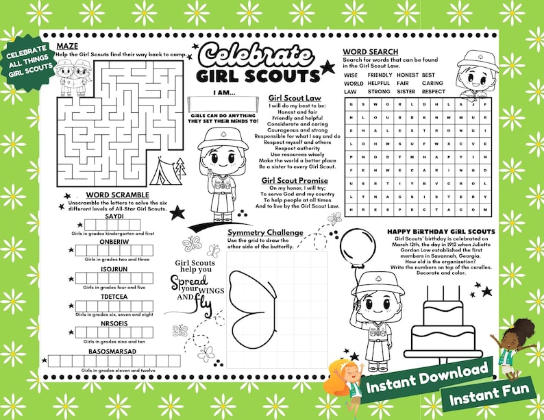 Girl Scout Activity Sheet | Printable | Instant Download - Etsy Australia