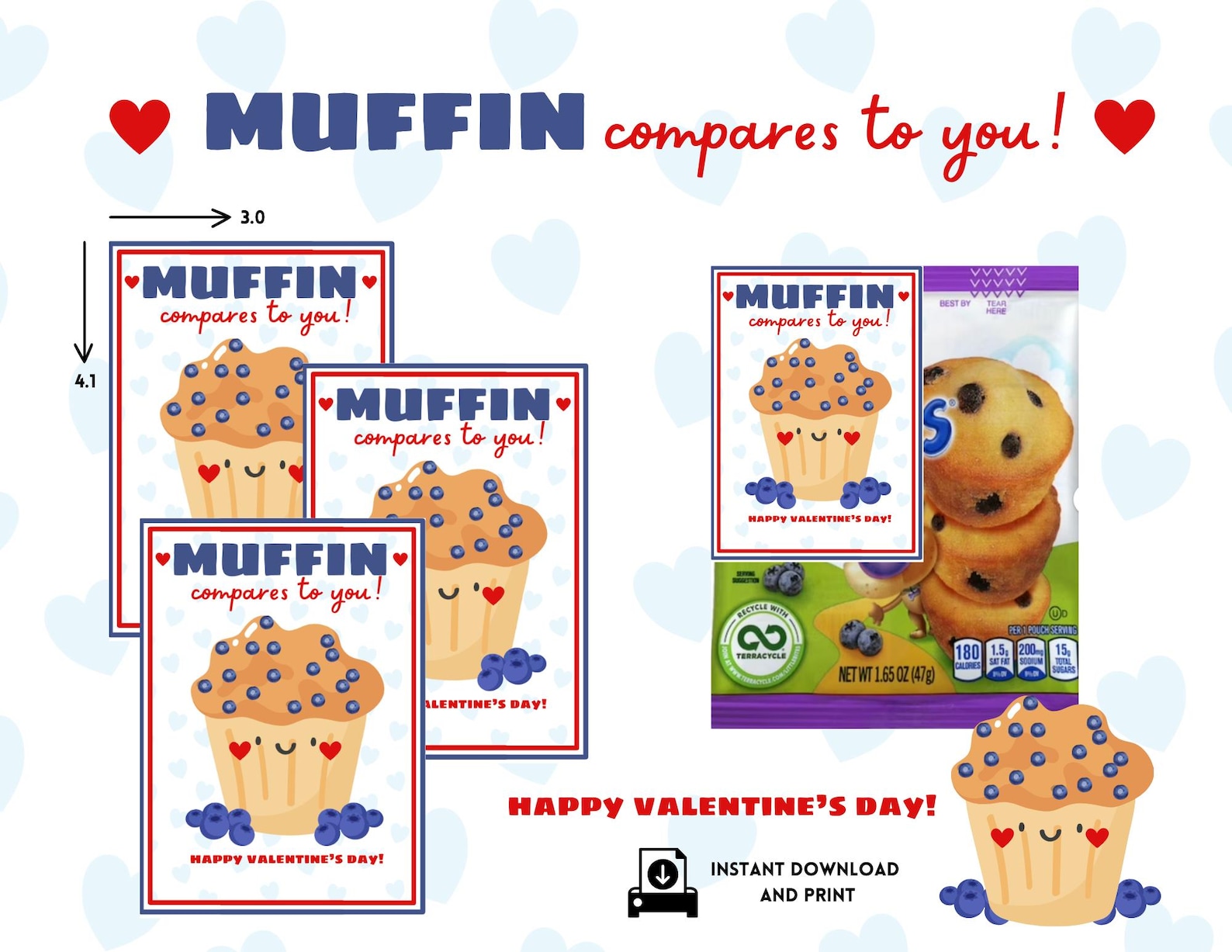 Muffin Valentine | Instant Download | Kids Valentine | School Valentine ...