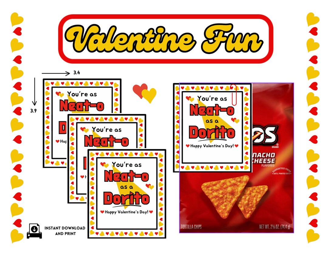 Dorito Valentine | Instant Download | Kids Valentine | School Valentine ...