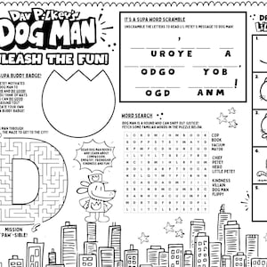 Dog Man Activity Sheet | Printable | Instant Download - Etsy