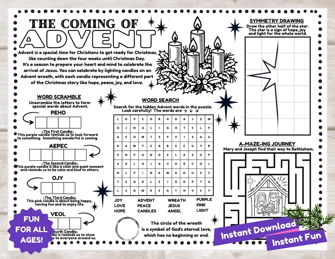 Advent Activity Sheet | Printable | Instant Download - Etsy