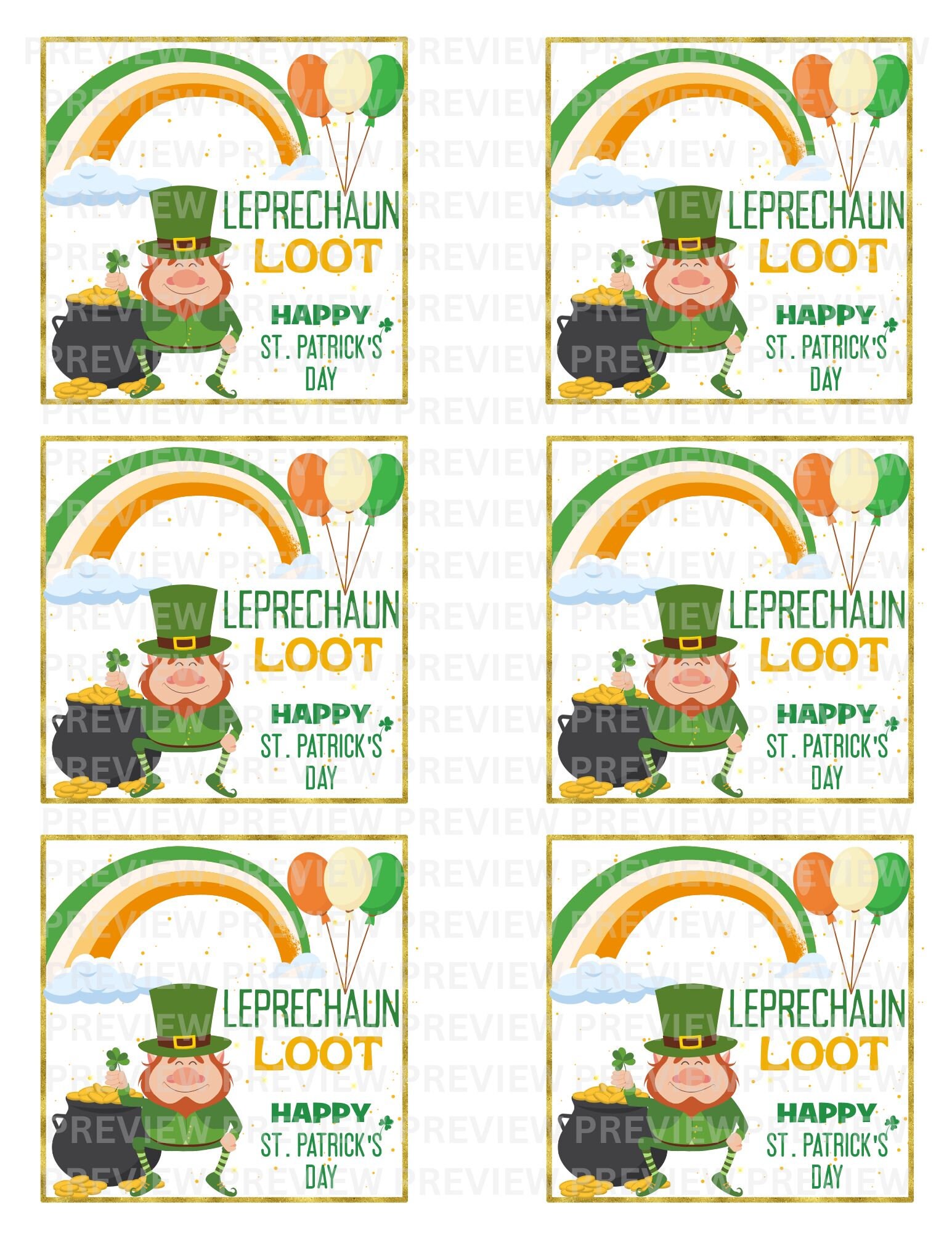 St. Patrick's Day Tag | "leprechaun Loot" | Printable | Instant ...