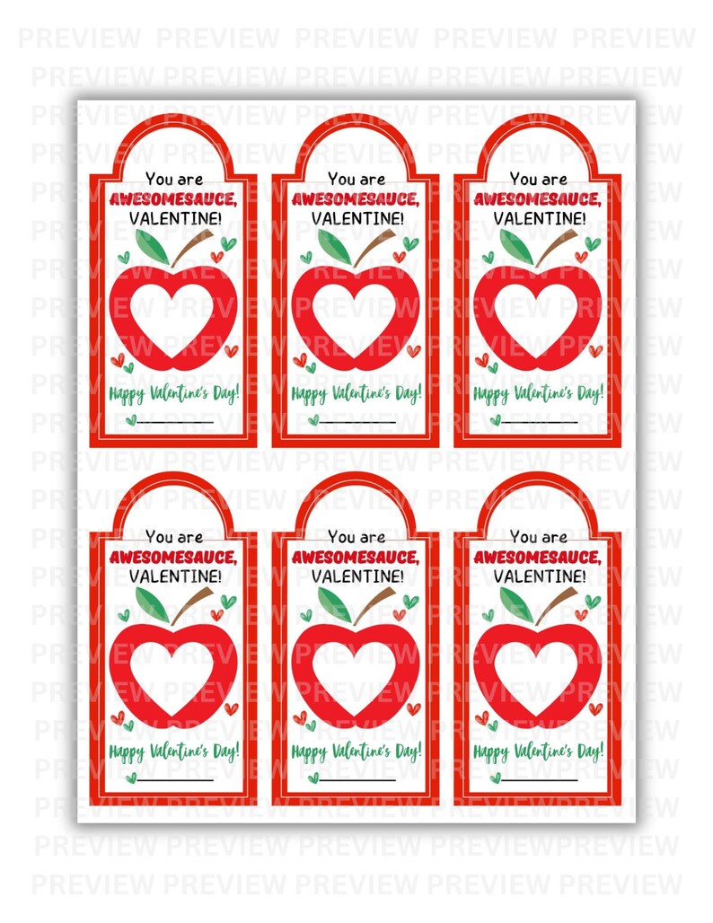 Applesauce Valentine Printable Instant Download - Etsy