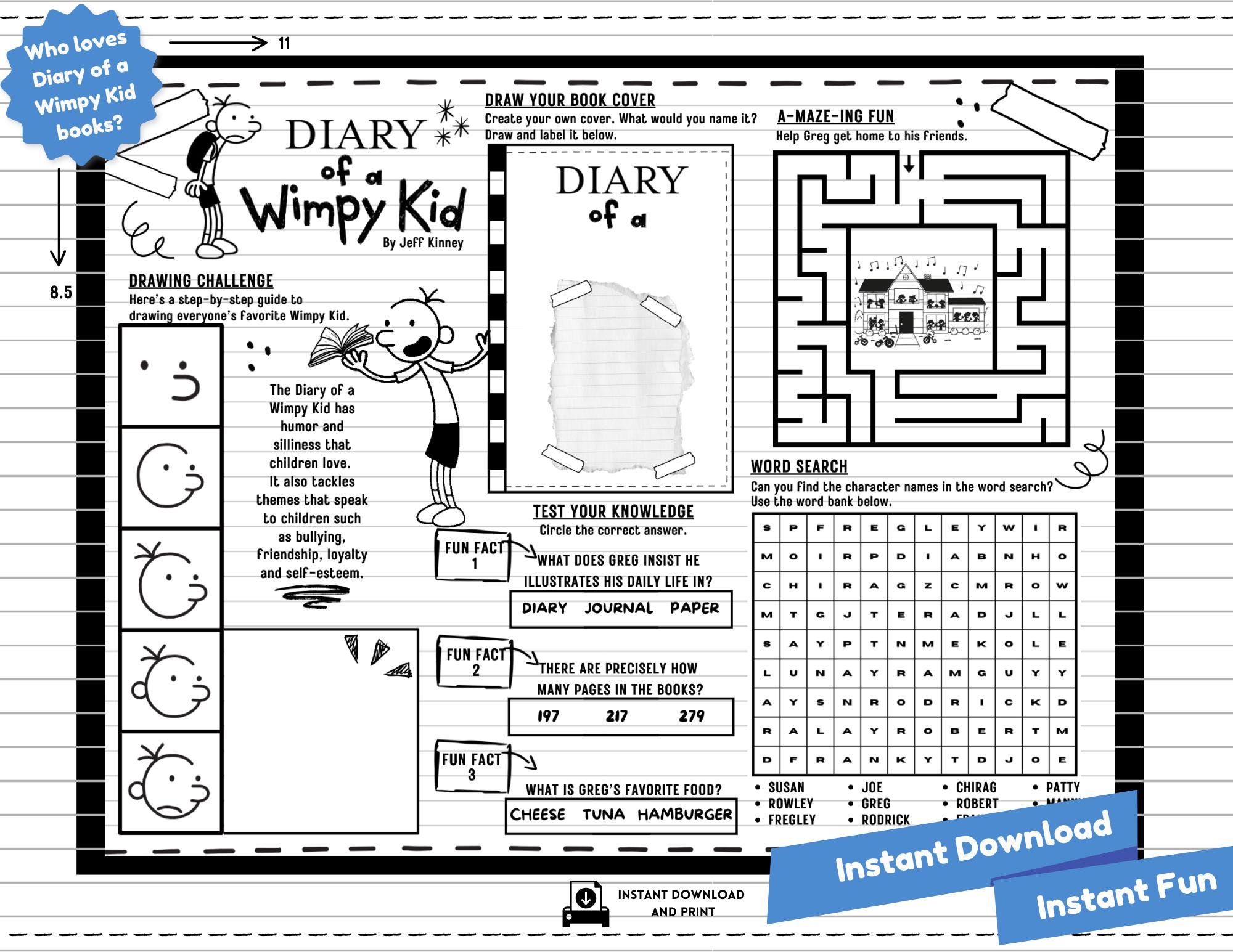 Diary of a Wimpy Kid Activity Sheet | Printable | Instant Download ...