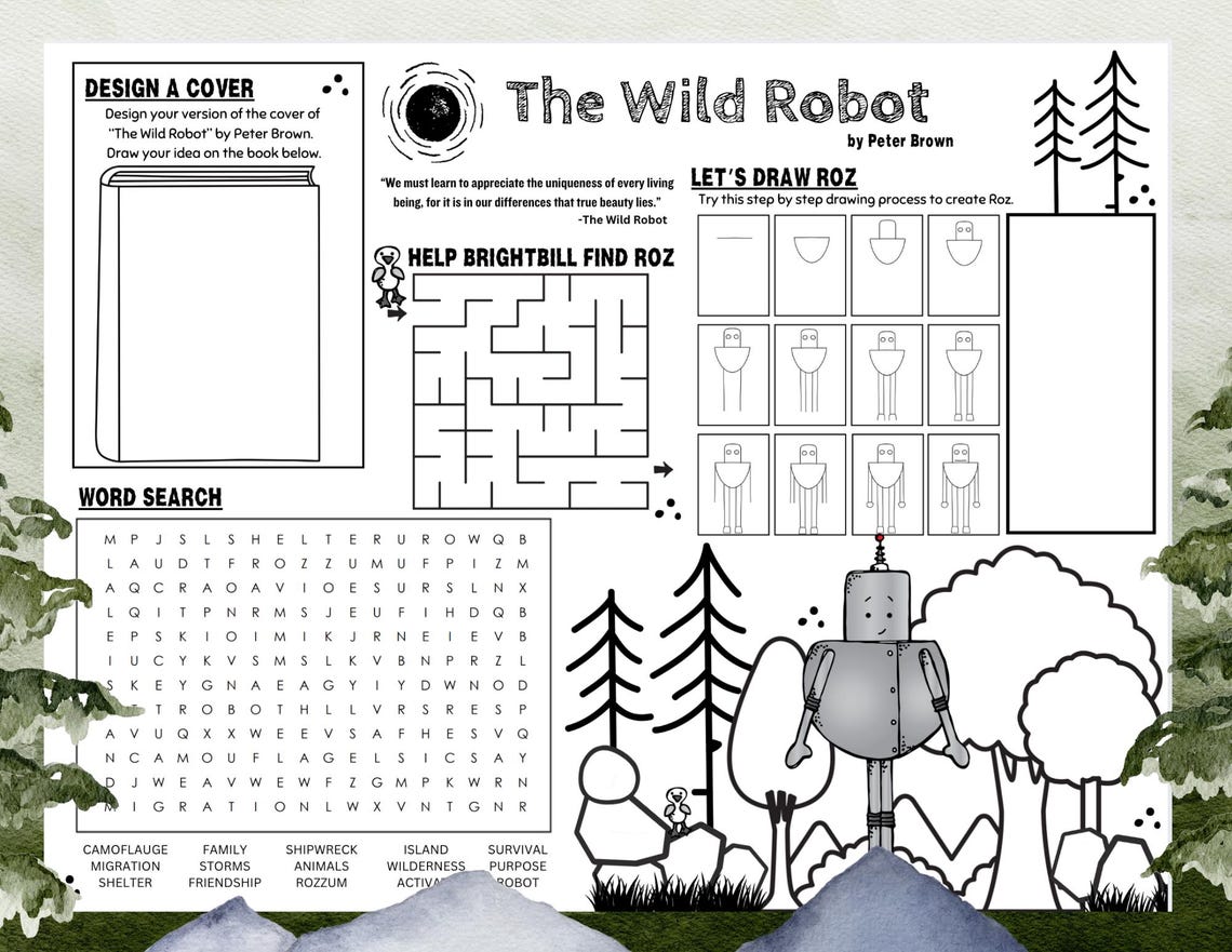 The Wild Robot Activity Sheet | Printable | Instant Download - Etsy