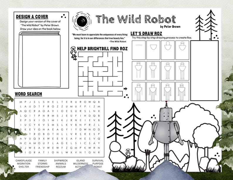 The Wild Robot Activity Sheet | Printable | Instant Download - Etsy