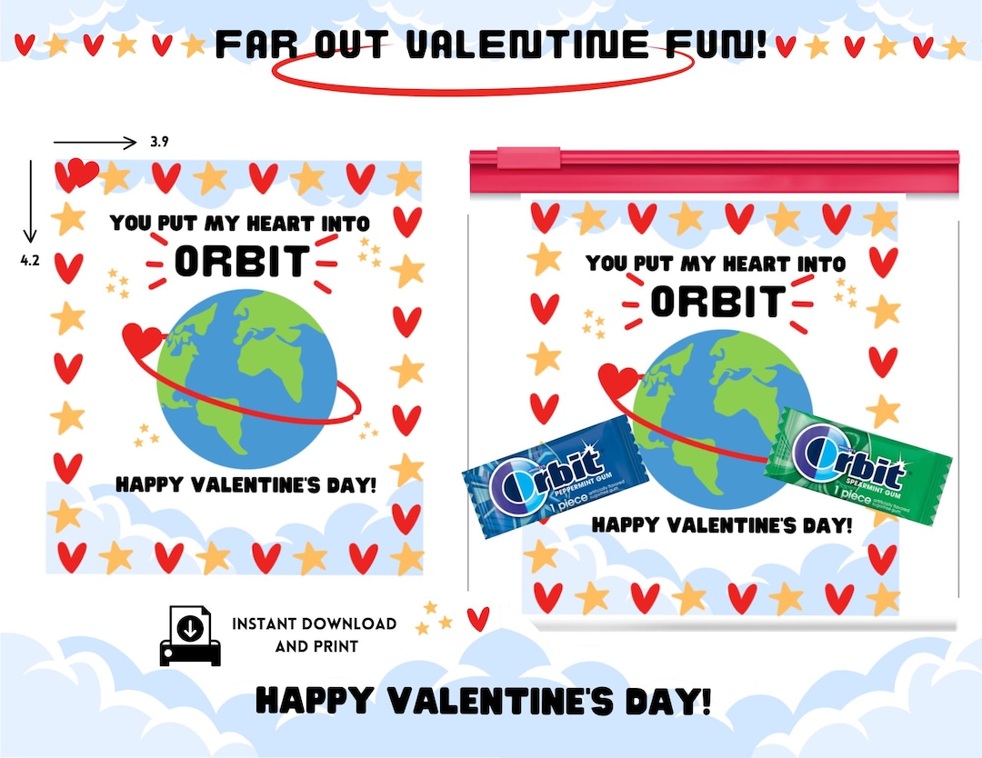 Orbit Valentine | Space Valentine | Instant Download | Kids Valentine ...
