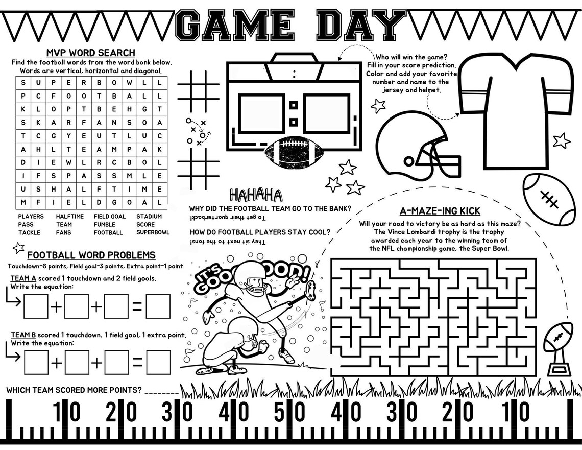 NFL Football Activity Sheet | Printable Activity Sheet| Instant ...