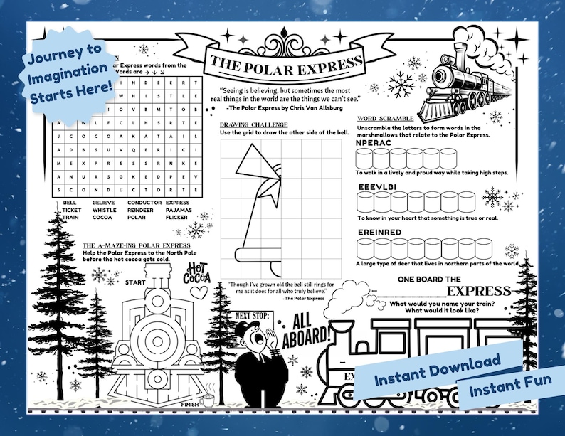 The Polar Express Activity Sheet | Printable | Instant Download - Etsy