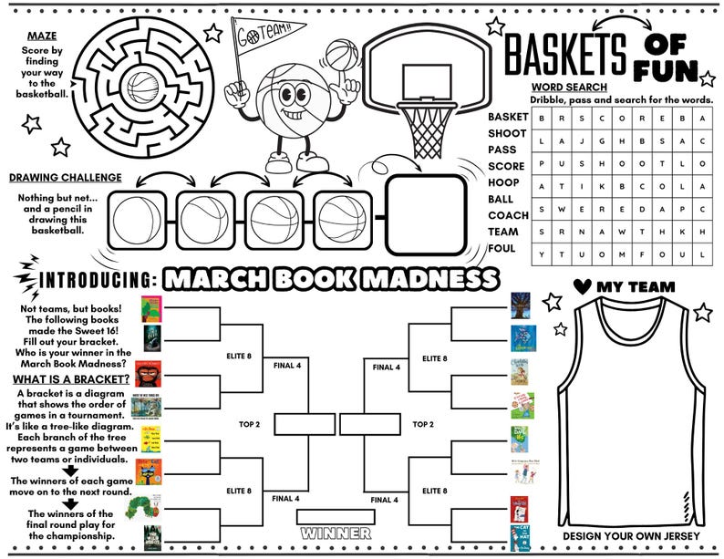 Basketball | March Madness | Book Bracket | Printable | Instant ...