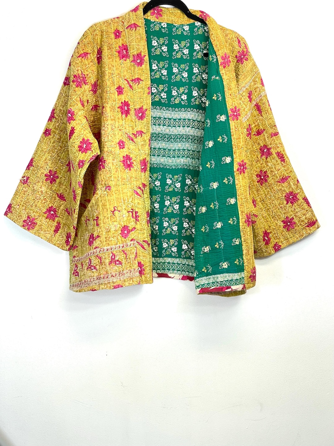 Boho Kantha Jacket, Sari Kantha Jacket, Fine Kantha Coat, Vintage ...