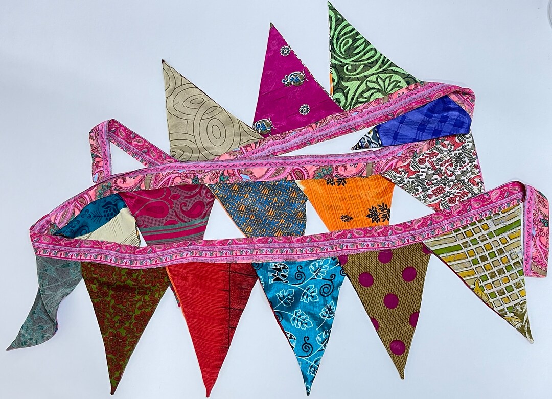 Sari Bunting, Party Bunting, String Garland, Handmade Silk Bunting ...
