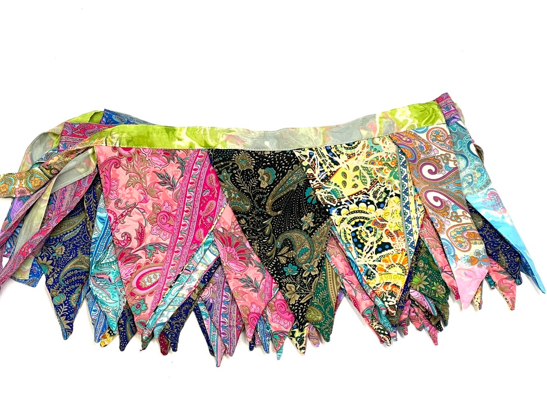 Silk Bunting Flags Decor Bunting Flags String Garland Vintage Handmade ...