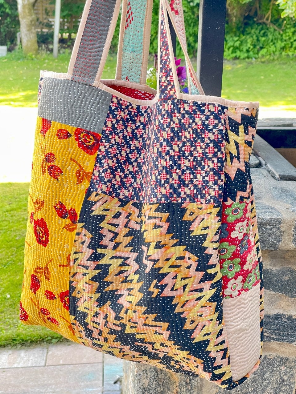 Vintage Kantha Tote Recycled Cotton Kantha Bag Handmade Kantha Shopping ...