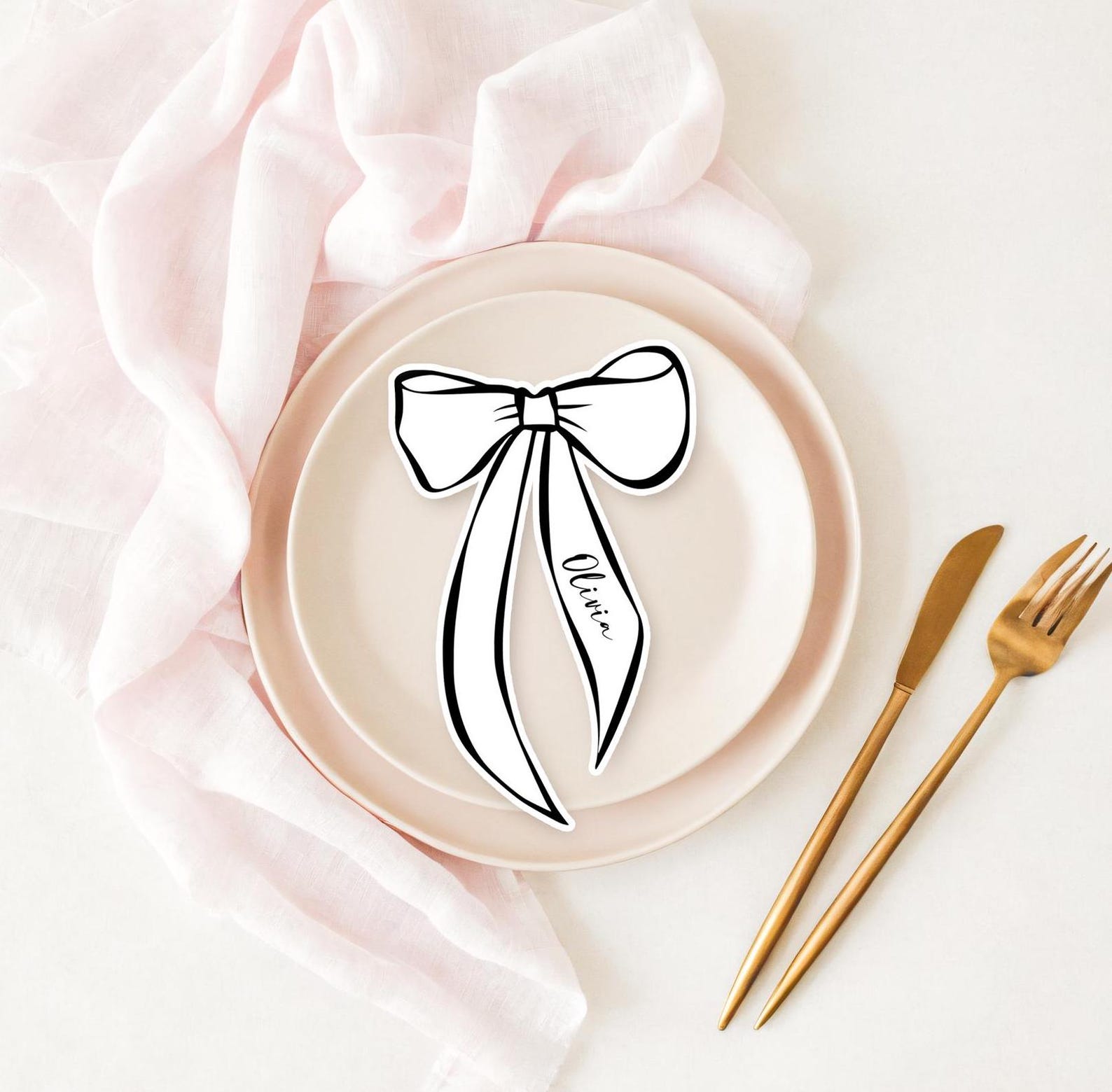 Bow Place Card Template, Wedding Name Card, Ribbon Editable Table Card ...