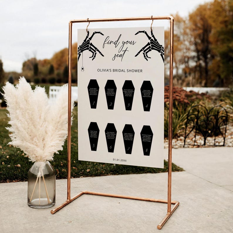 Coffin Seating Chart Template, Gothic Halloween Wedding Sign (digital ...