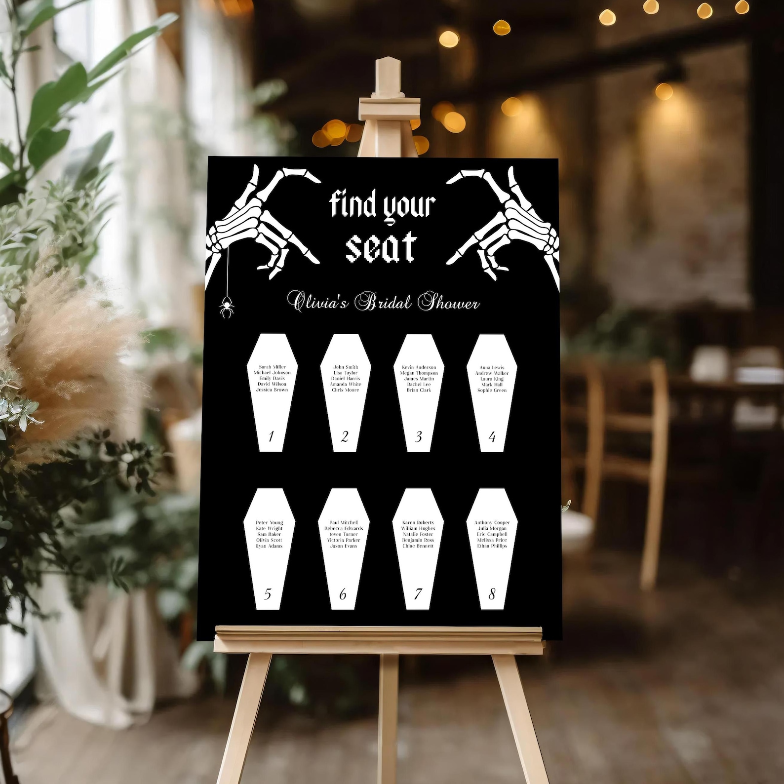 Coffin Seating Chart Template, Halloween Bridal Shower, Gothic Wedding ...