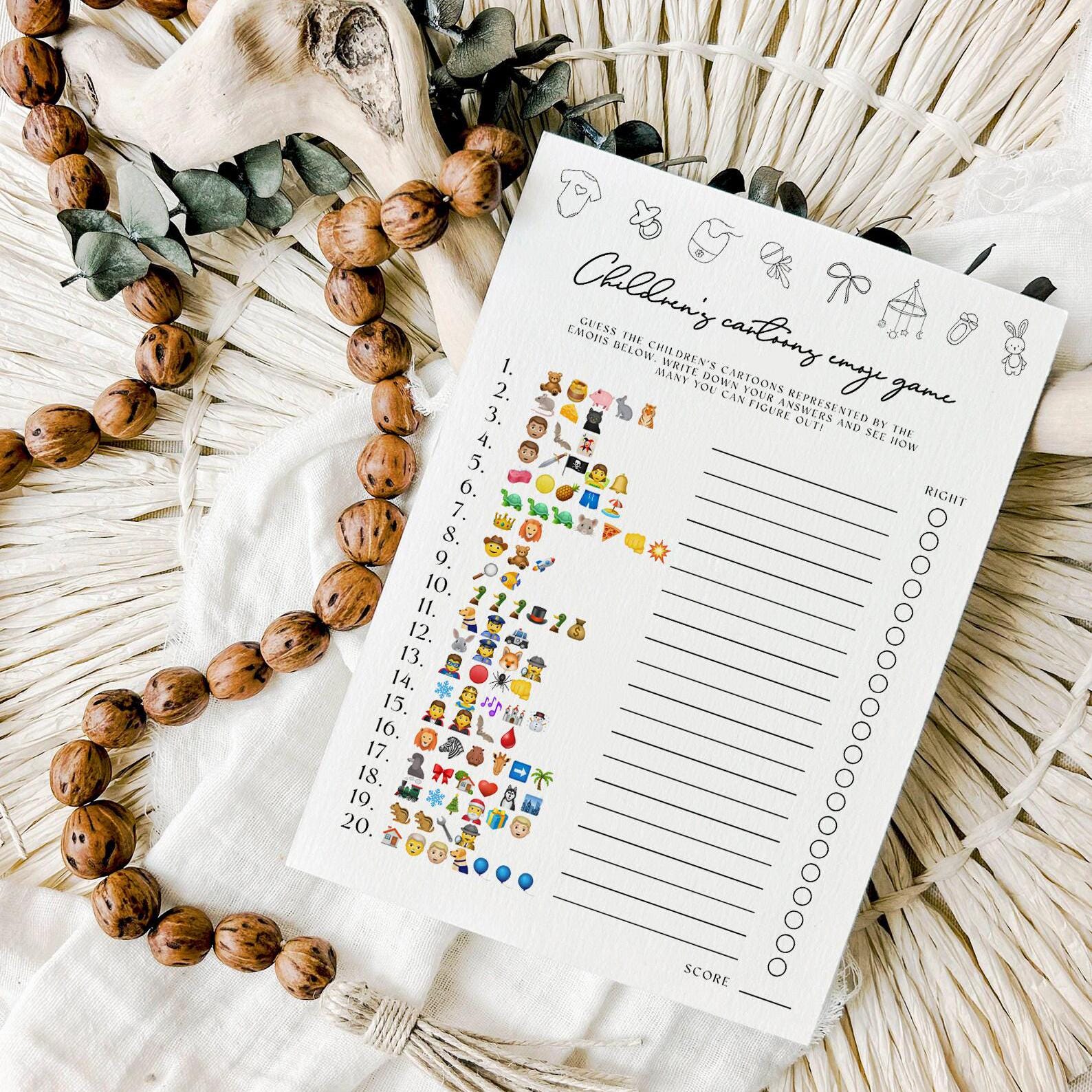 Children's Cartoons Emoji Pictionary Game | Baby Shower Emoji Game ...