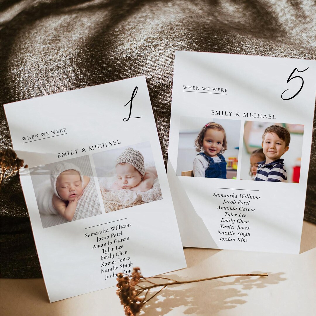 When We Were Age Table Number Template, Minimalist Photo Table Number ...