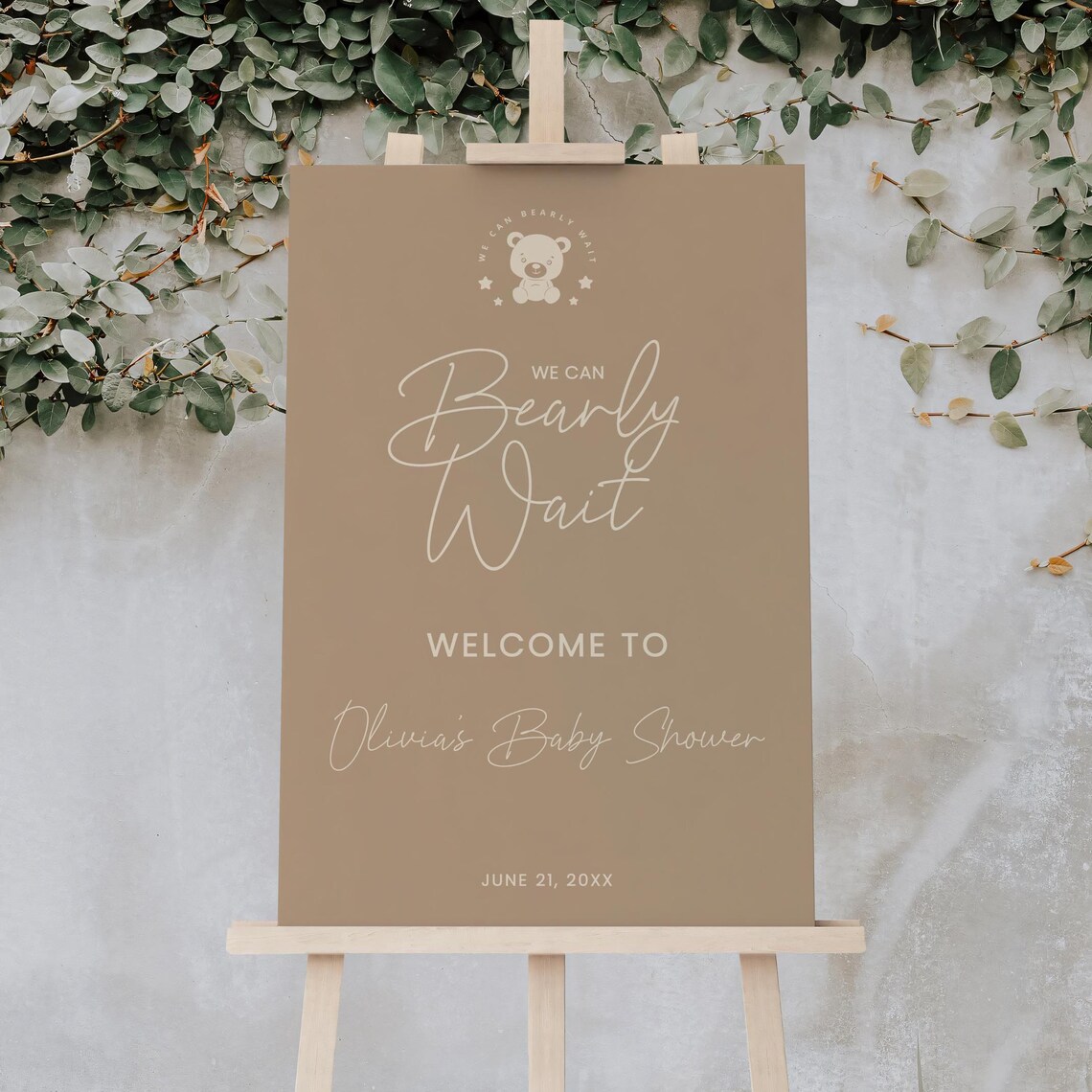 Bear Themed Baby Shower Welcome Sign, Teddy Bear Baby Shower Printable ...