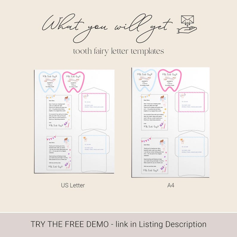 Mini Tooth Fairy Set With Letter, Certificate, Envelope, Mini Tooth ...