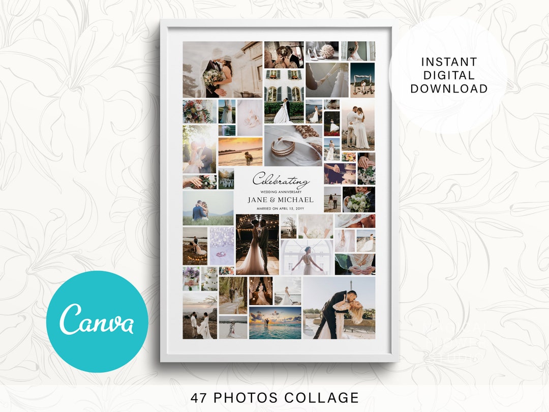 24x36 Photo Collage, Canva Poster Collage Template 47 Photos, Poster ...