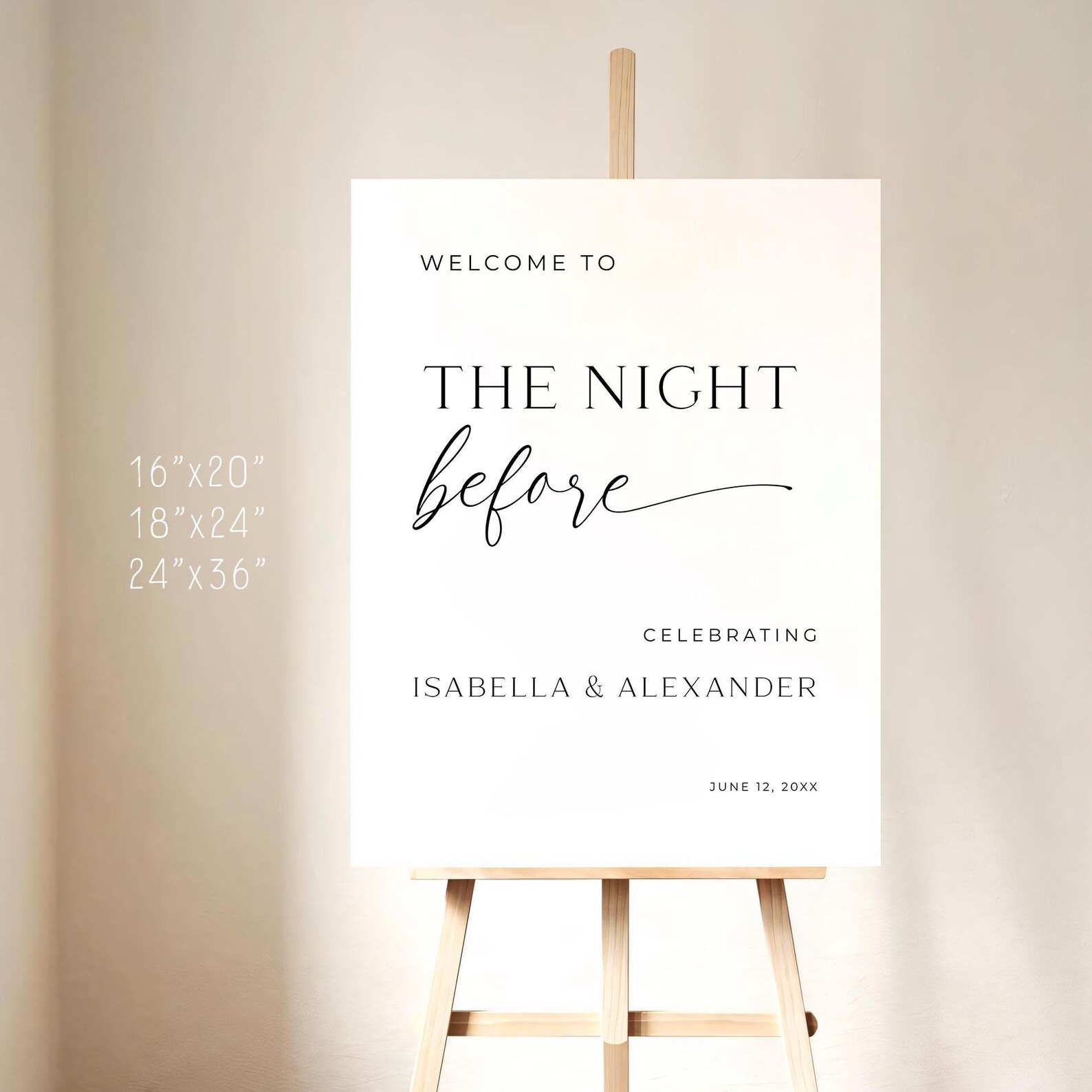 Minimalist Rehearsal Dinner Welcome Sign Template, the Night Before ...
